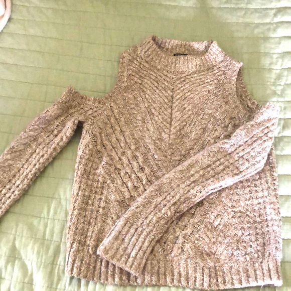 Express | Sweaters | Tan Express Sweater With Shoulder Cut Outs | Poshmark